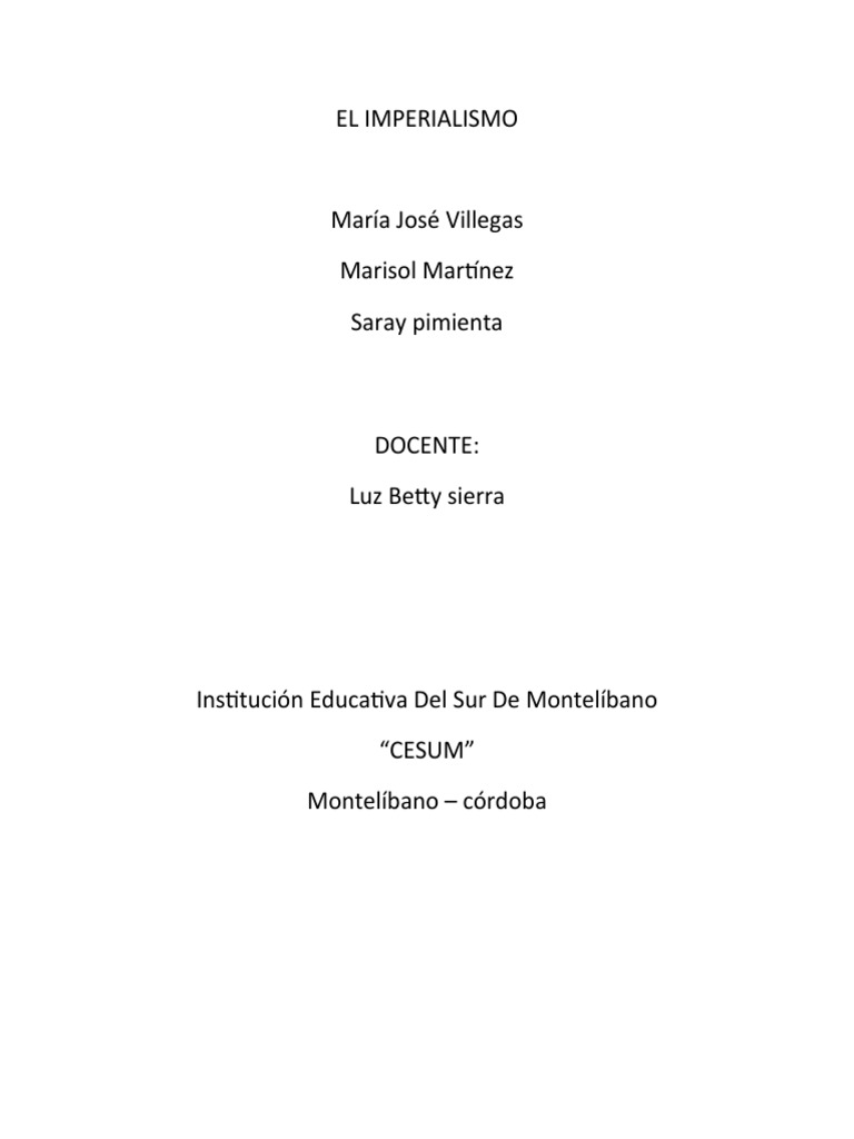 Historia y características del imperialismo | PDF | Imperialismo ...
