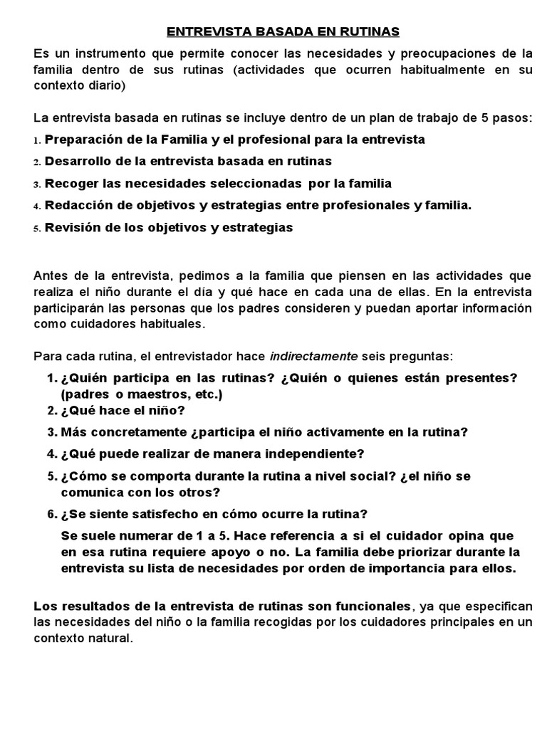 Entrevista Basada en Rutinas | PDF