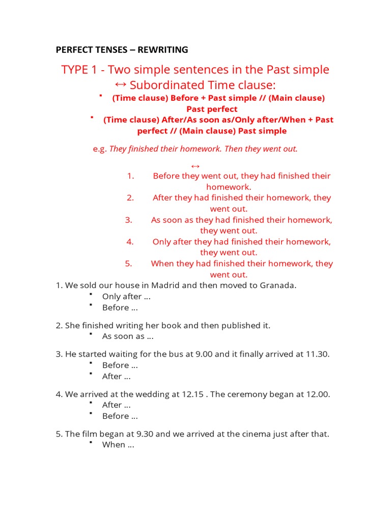 PERFECT TENSES (Types of Rewriting) | PDF | Language Families | Linguistics