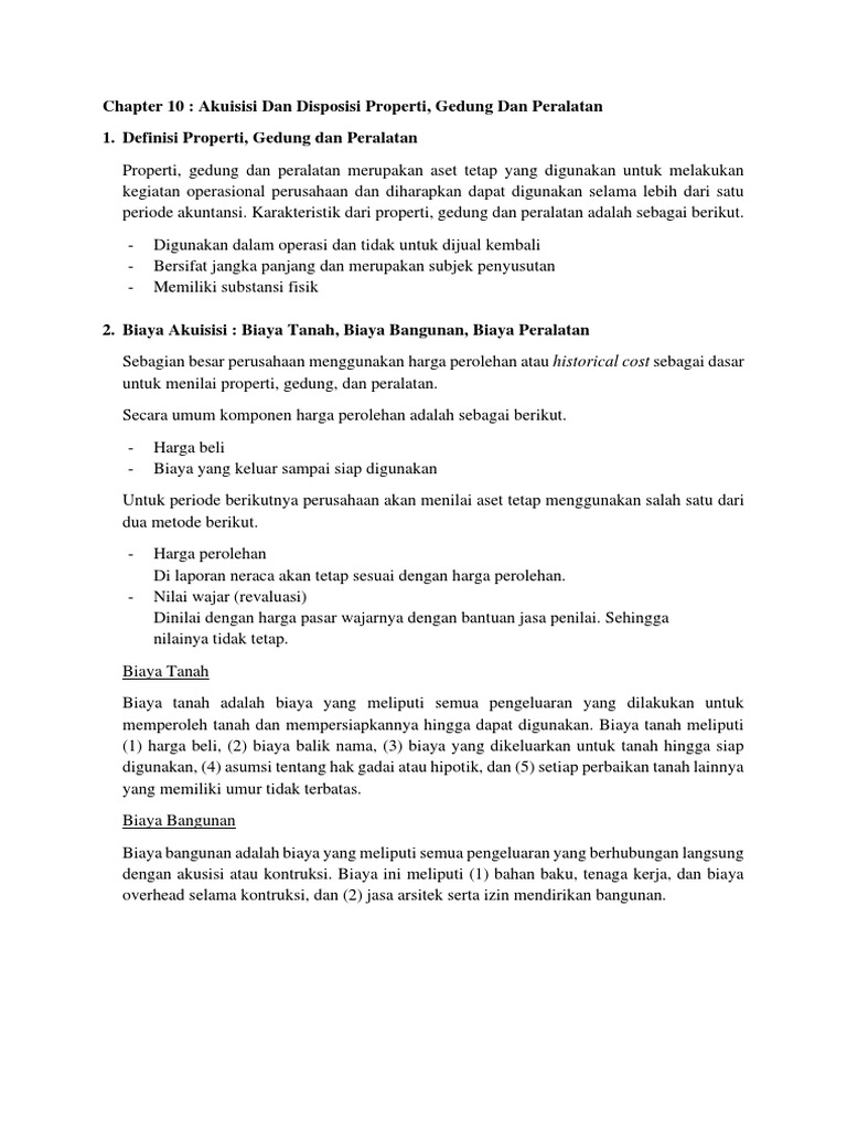 RMK AKM Akuisisi Dan Disposisi Properti, Gedung Dan Peralatan | PDF