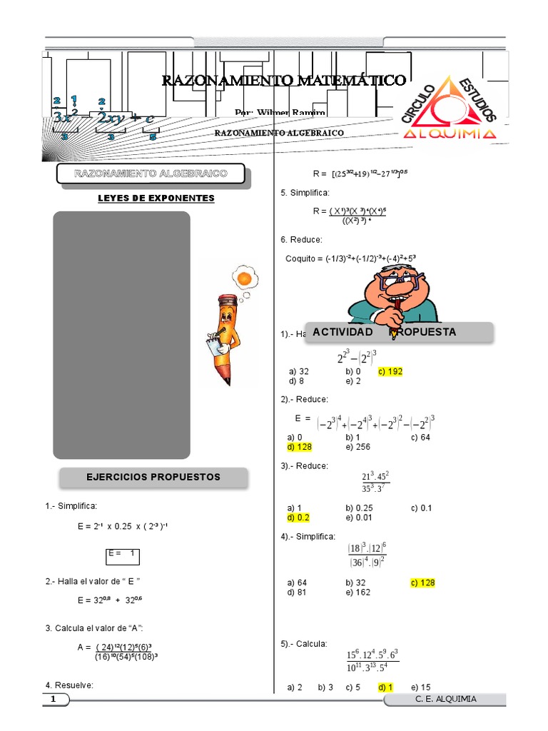 Razonamiento Algebraico | PDF