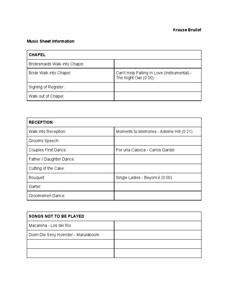 Music Sheet Information | PDF