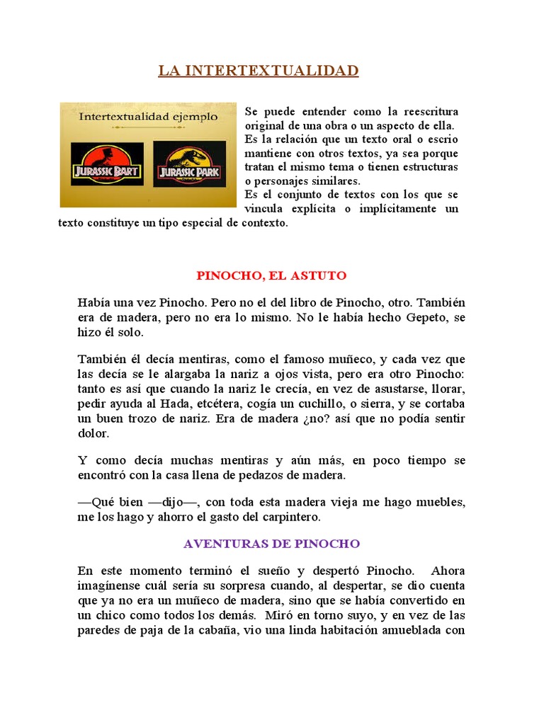 LA INTERTEXTUALIDAD Ficha | PDF