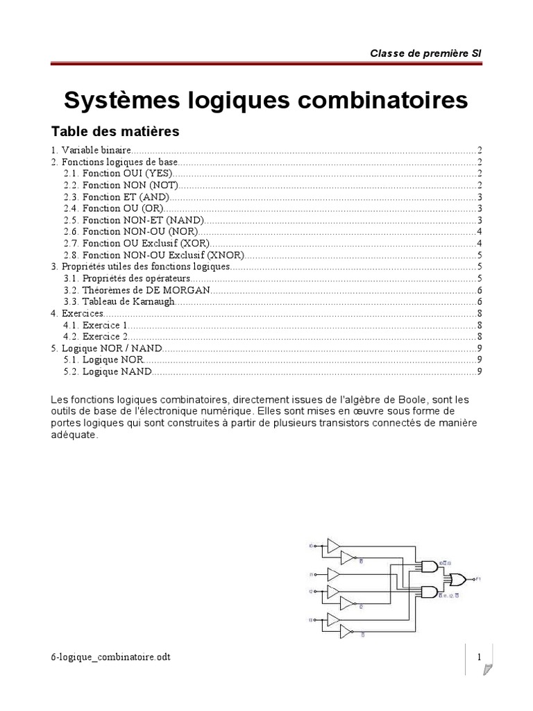 Systèmes logiques combinatoires | PDF | Logique mathématique | Algèbre ...