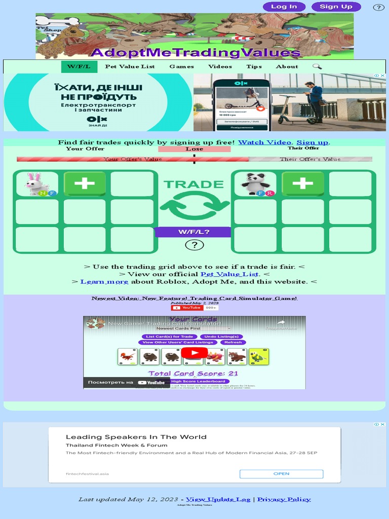 Roblox Adopt Me Trading Values - Win Fair Lose WFL | PDF