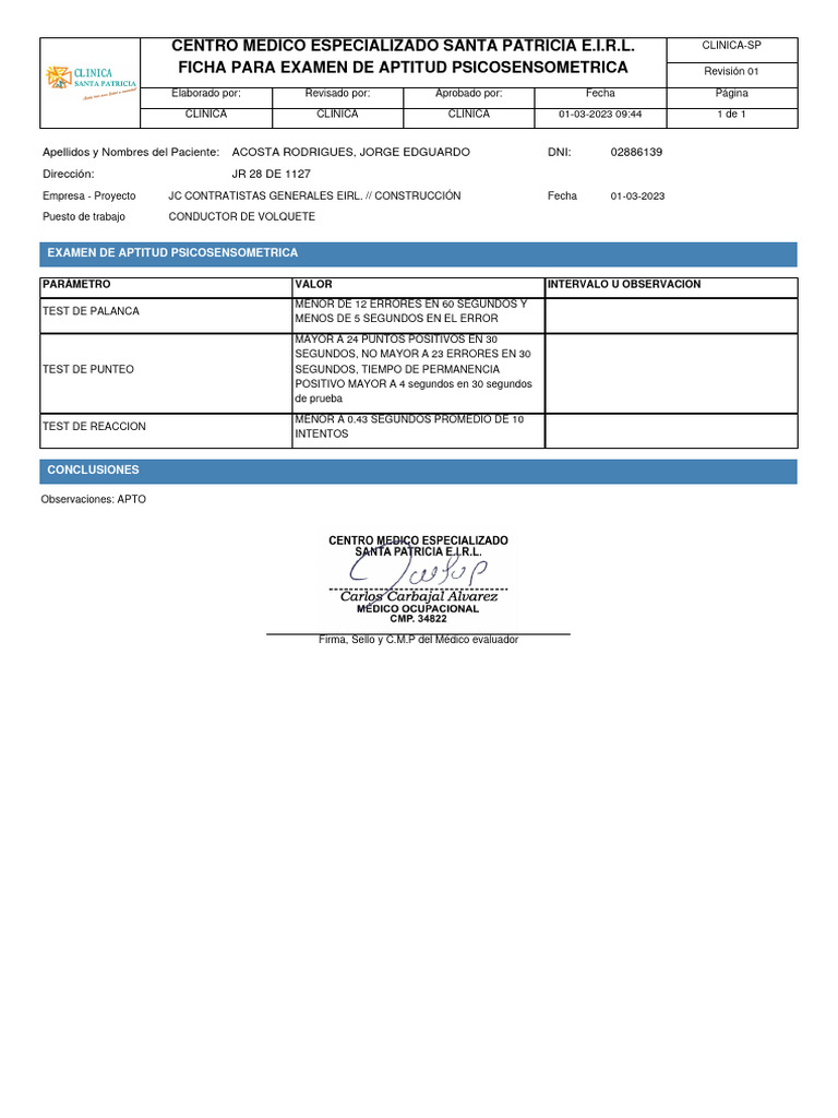 4b. ACOSTA RJ - PSICOSENSOMETRICA | PDF