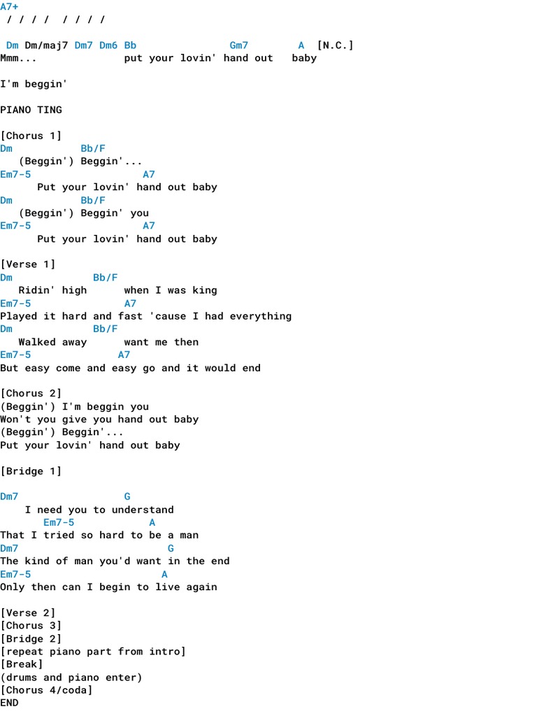 Frankie Valli - Beggin' (Chords) | PDF