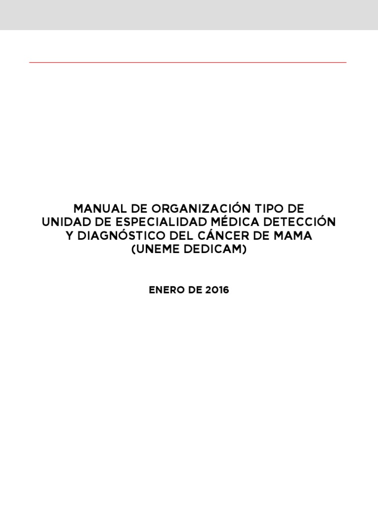 Manual de Organizacion Tipo de Unidad de Especialidad Medica Deteccion ...