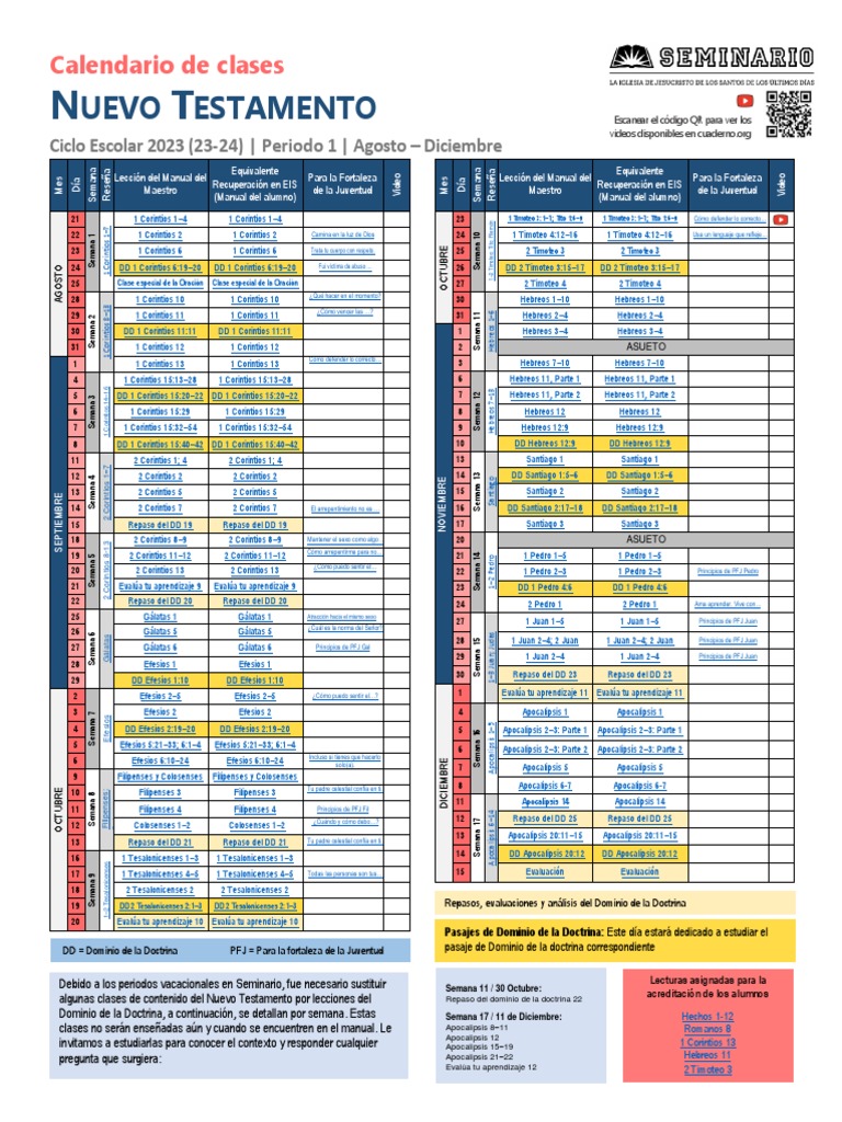 +calendario Seminario NT Semestre 2 | PDF | Textos cristianos antiguos | Epístolas canónicas