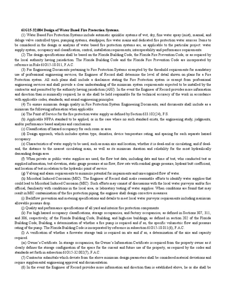 61G15-32.004 Design of Water Based Fire Protection Systems | PDF | Fire ...