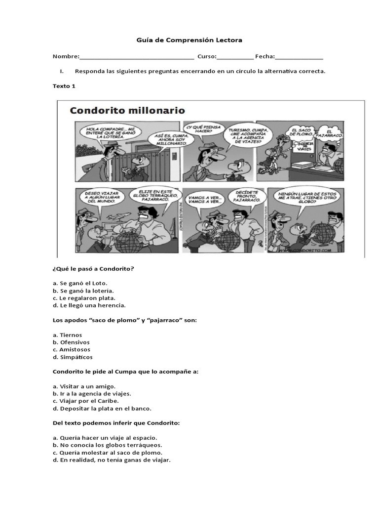 Guía de Ejercicios de Comprensión Lectora 2 | PDF | Naturaleza | Evolución