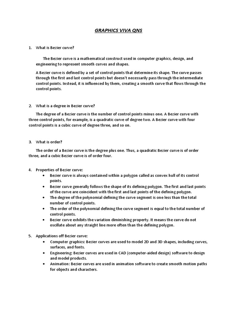 Graphics Viva QNS | PDF | Rendering (Computer Graphics) | Mathematical Analysis