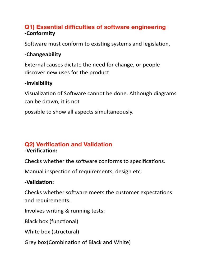 Conformity: Q1) Essential Di Culties of Software Engineering | Download Free PDF | Scrum ...