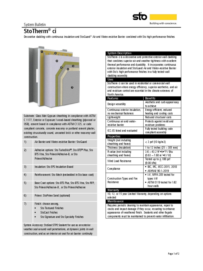 SB 5200 StoTherm Ci EN | Download Free PDF | Building Insulation | Concrete