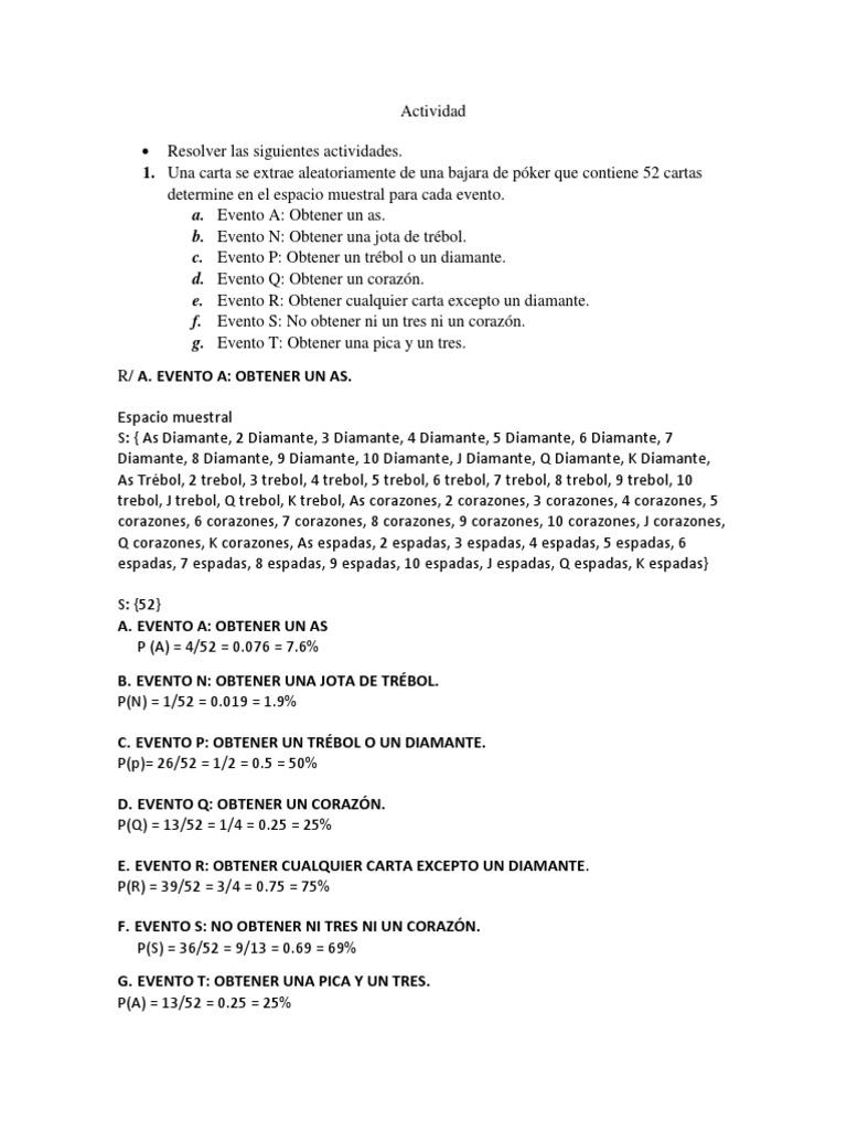 Actividad Probabilidad | PDF | Probabilidad | Matemáticas