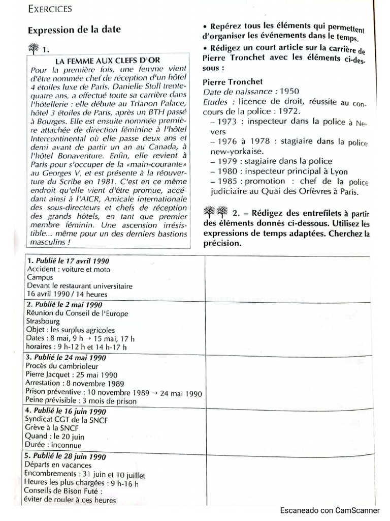 L'expression Du Temps - Exercises | PDF
