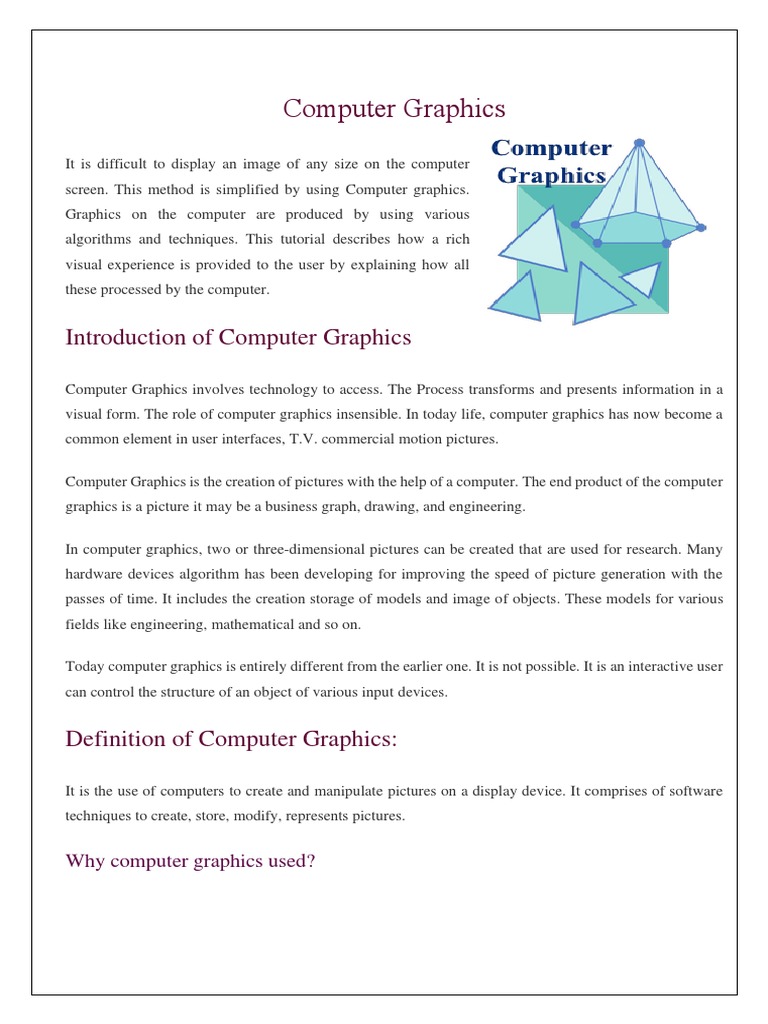 Computer Graphics Intro Lect | PDF | Cartesian Coordinate System | Pixel