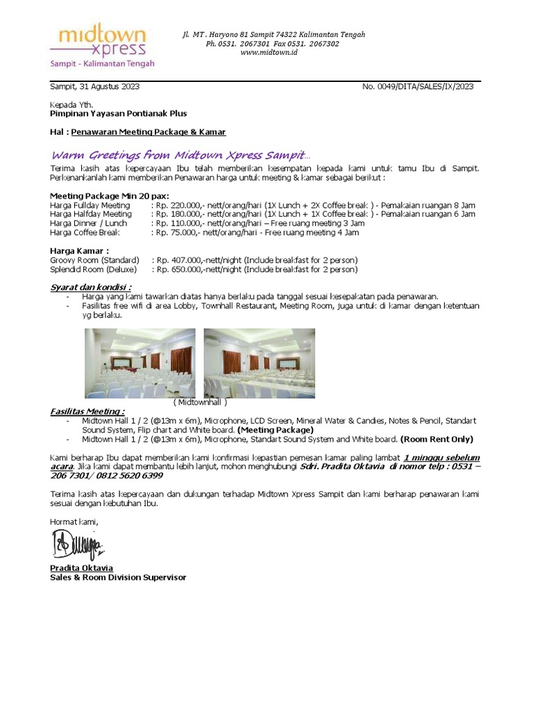 Penawaran Meeting Package Midtown Xpress | PDF