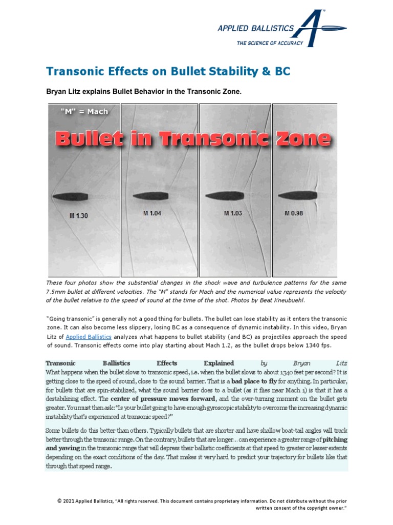 Transonic Effects On Bullet Stability BC | PDF | Bullet | Ammunition