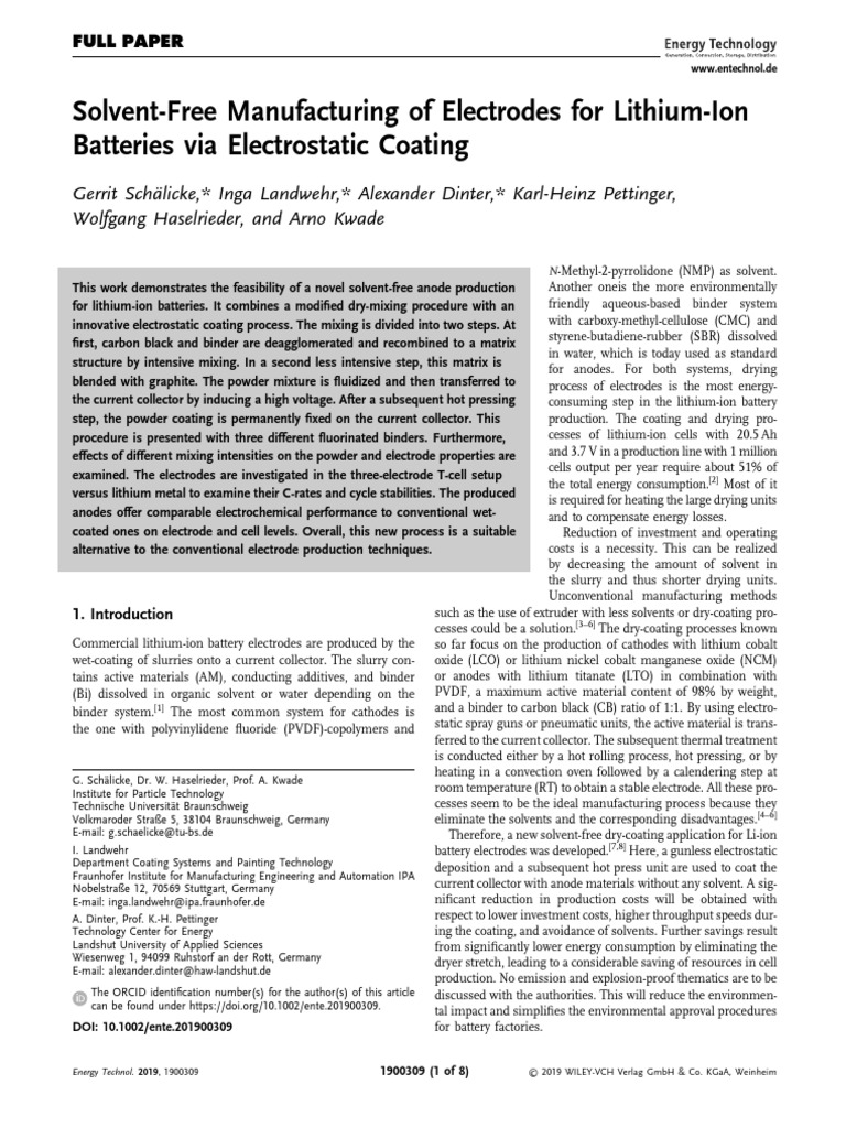 Electrostatic Coating | PDF | Lithium Ion Battery | Electrode