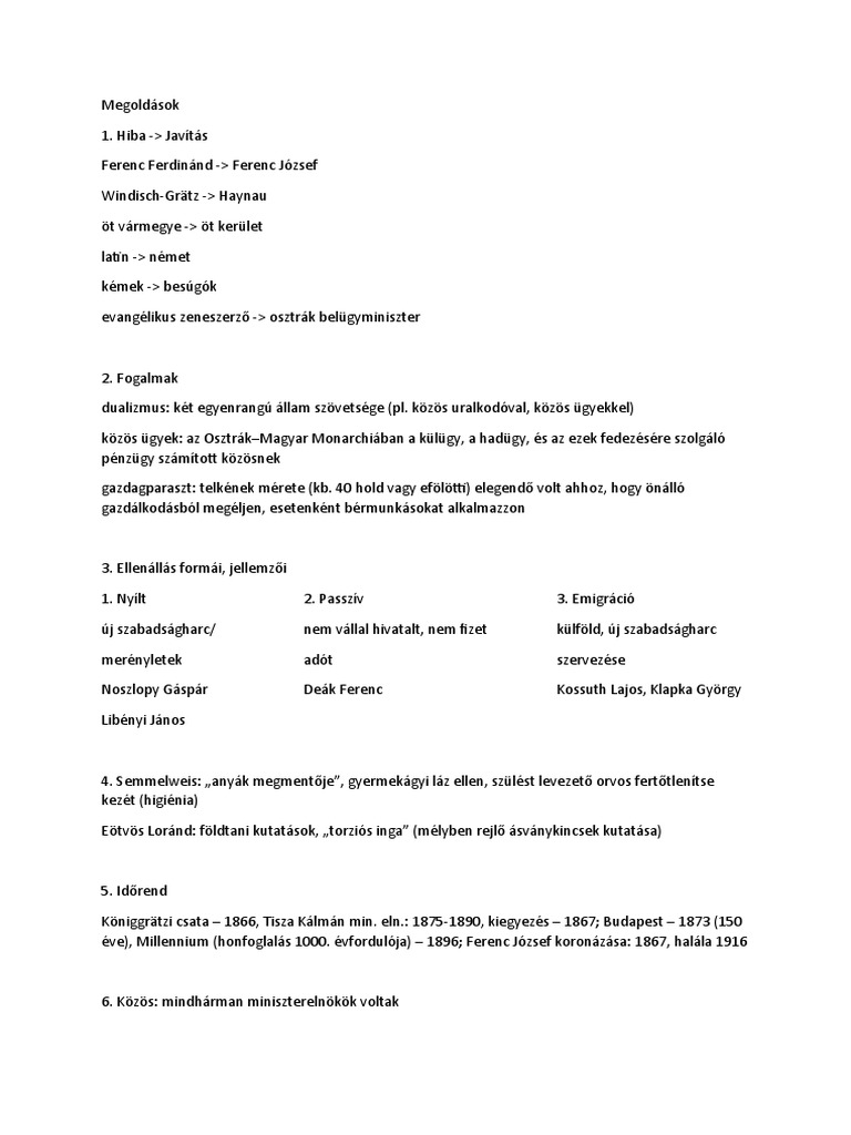 Megold Ã¡sok | PDF