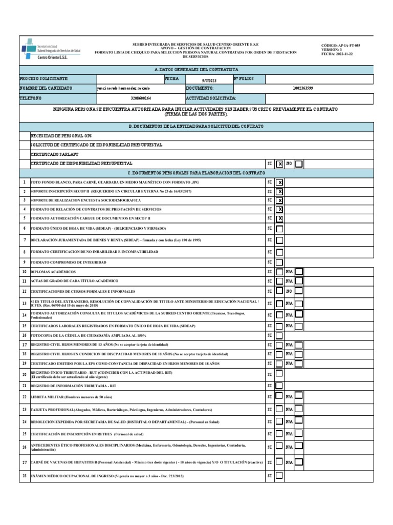Actualizado Formato Lista de Chequeo | Descargar gratis PDF | Medicina de Cuidados Intensivos ...