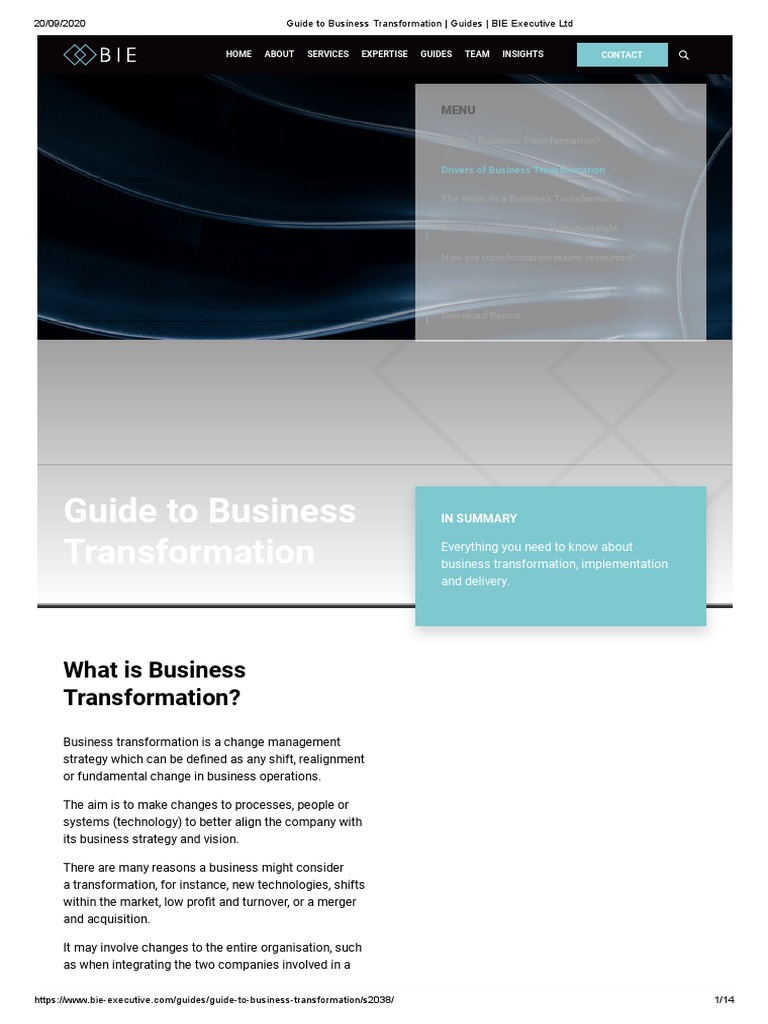 Guide To Business Transformation - Guides - BIE Executive LTD | PDF ...