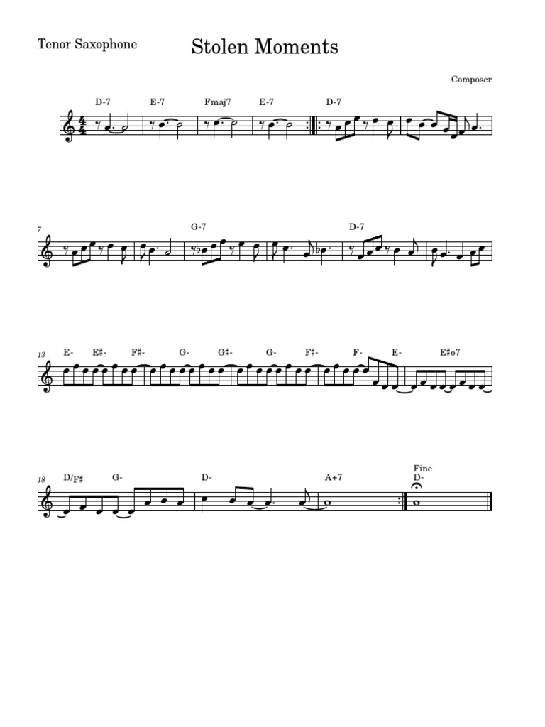 Stolen Moments-Tenor - Saxophone | PDF