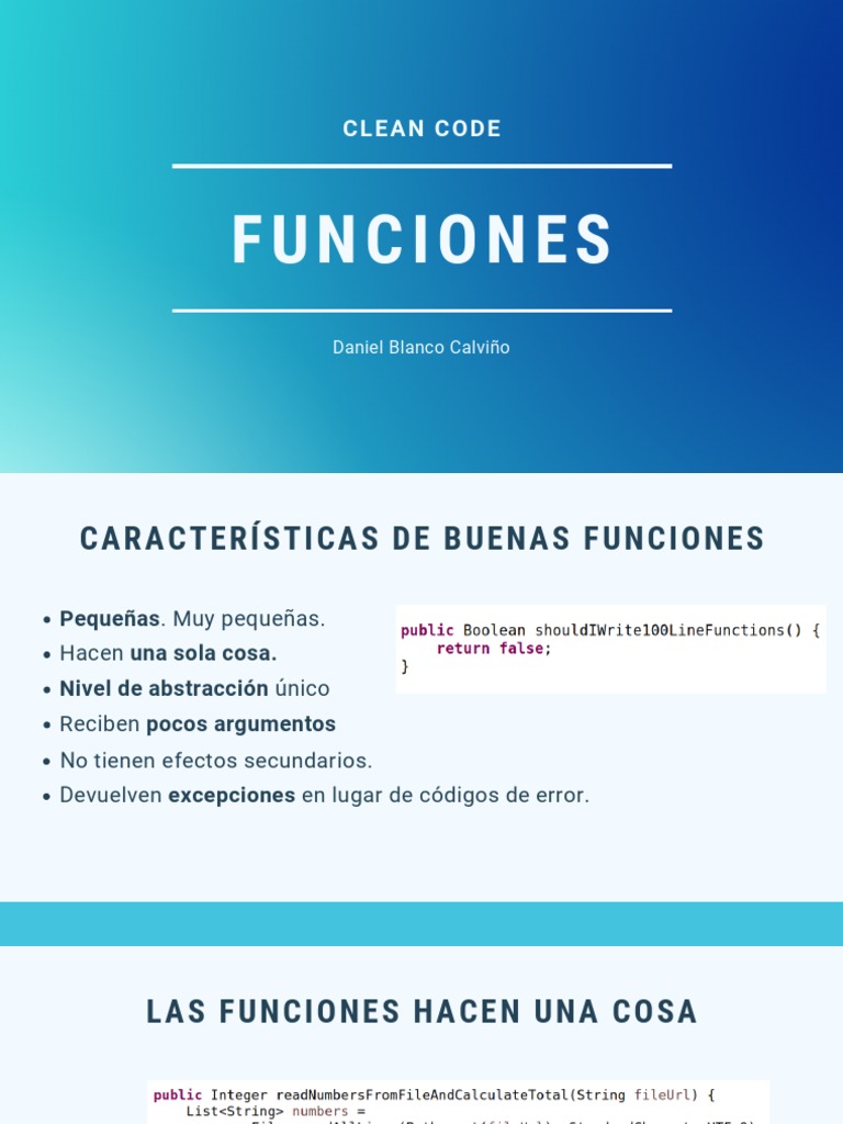 Mejores Prácticas para Funciones en Clean Code | PDF