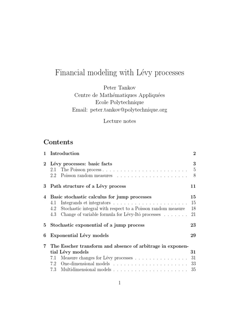 Financial Modeling With Levy Processes | PDF | Stochastic Process ...
