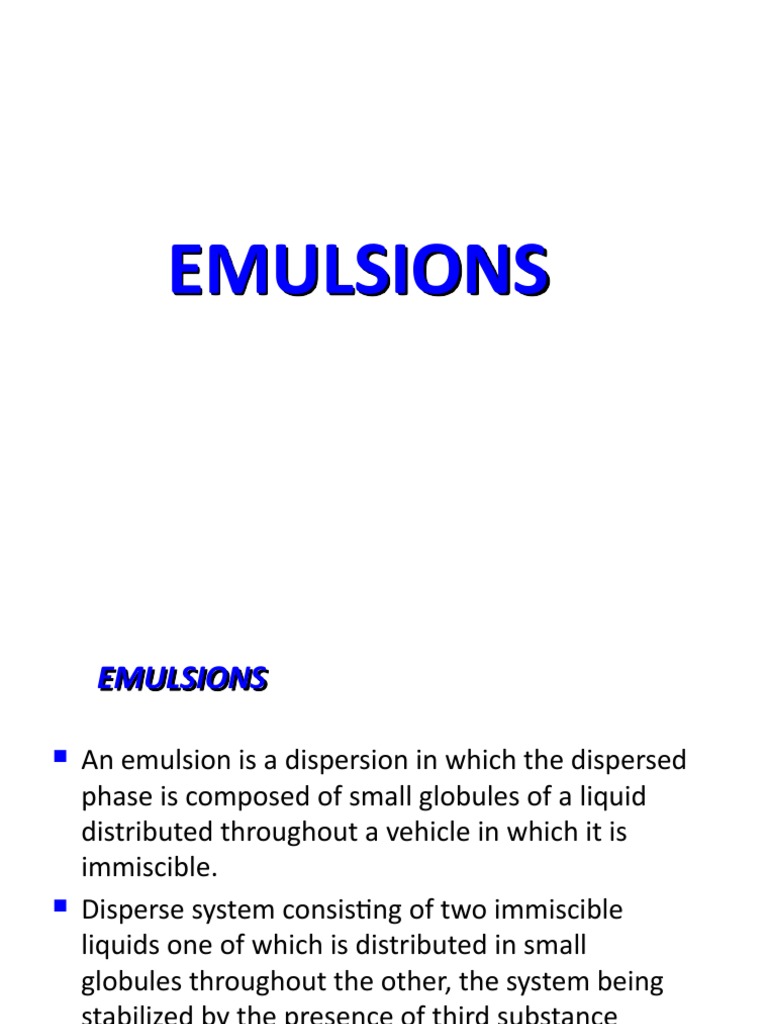Emulsions (1) 1 | PDF | Emulsion | Surface Science