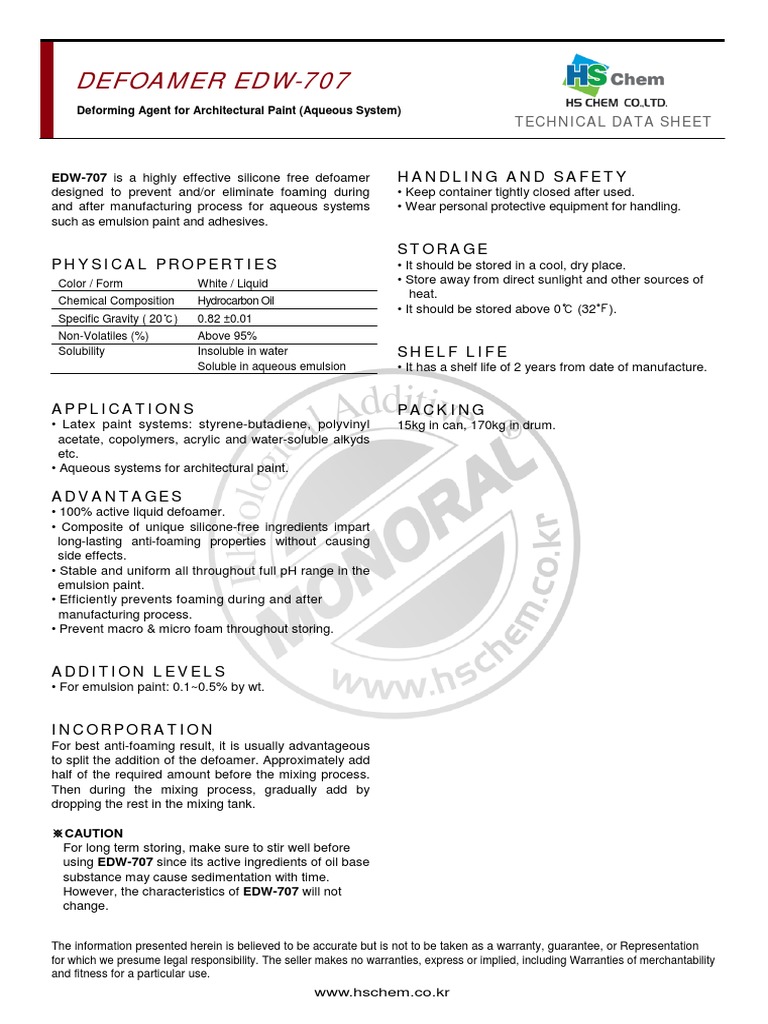 Defoamer Edw 707 | PDF | Paint | Chemistry
