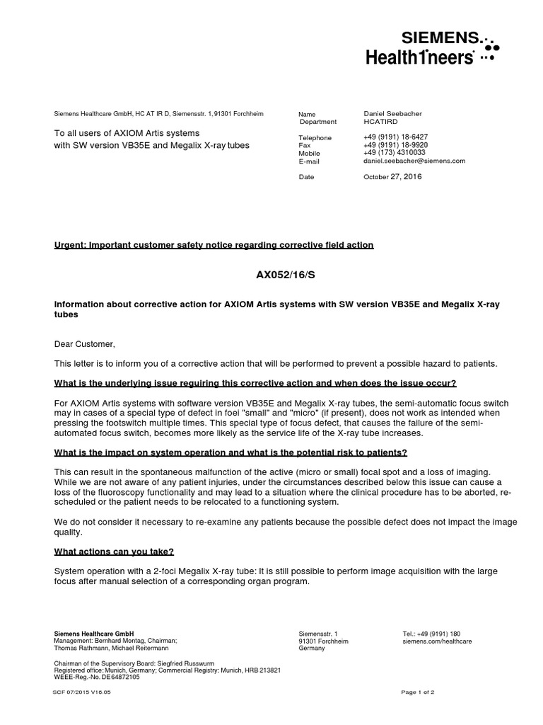 IT1032530+Siemens+Healthcare+-+FSN+AX052 16 S+-+AXIOM+Artis+Systems++SW ...