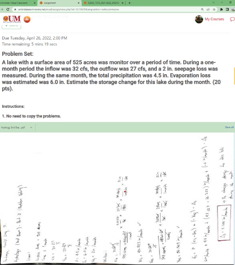 Hydrology Exam 2 Question & Solution | PDF