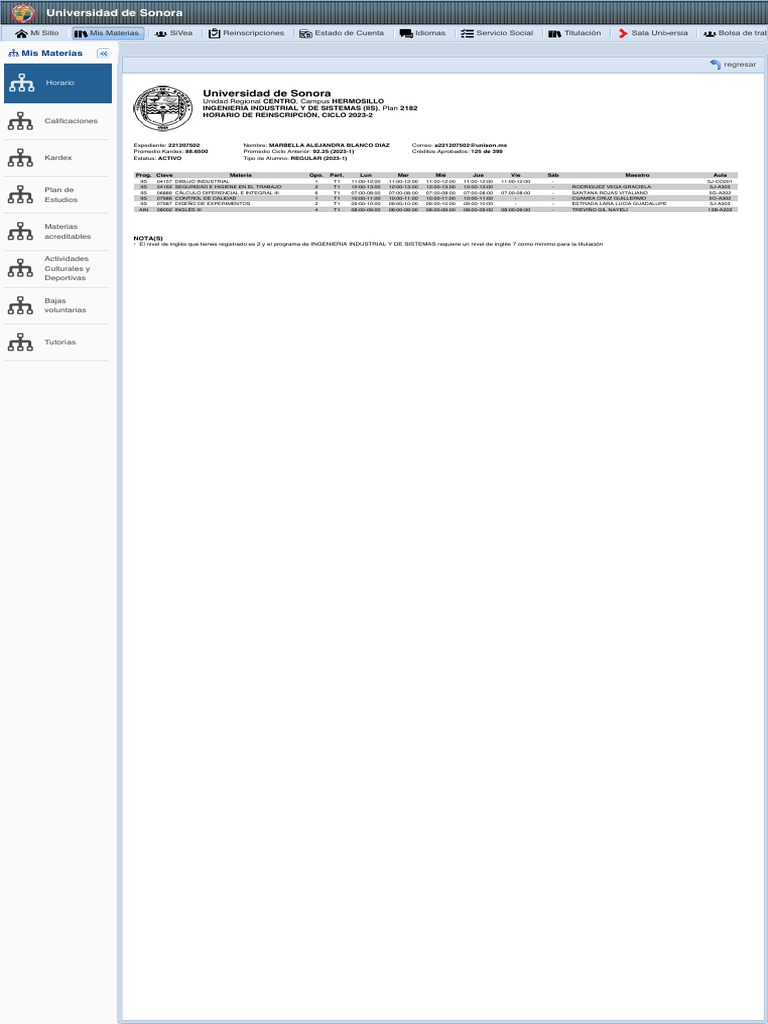 Portal de Alumnos UniSon | PDF
