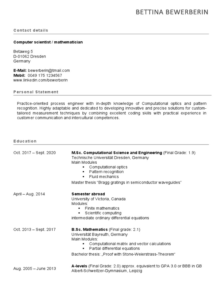 Cv Resume With Notes Pdf Résumé