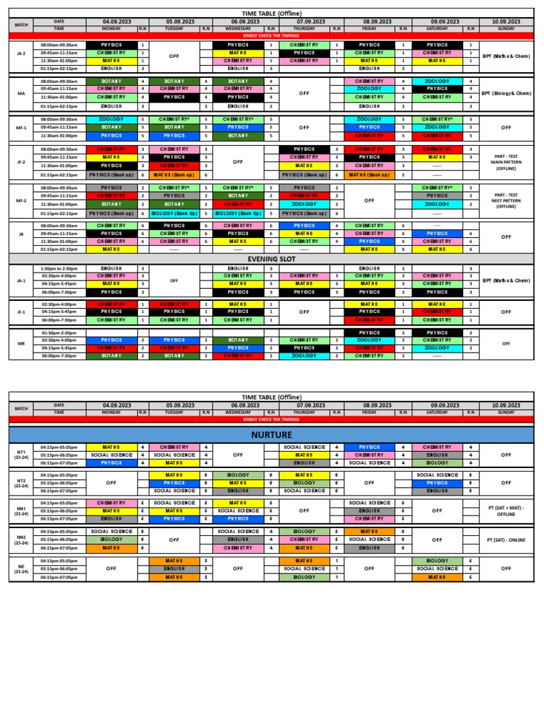 Time Table Format 04092023 | PDF