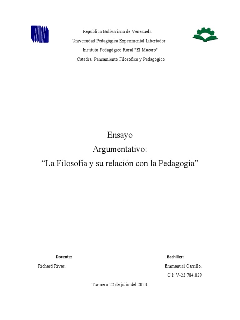 Ensayo La Filosofía y Su Relación Con La Pedagogía | Descargar gratis ... Ensayo La Filosofía y Su Relación Con La Pedagogía | Descargar gratis ...
