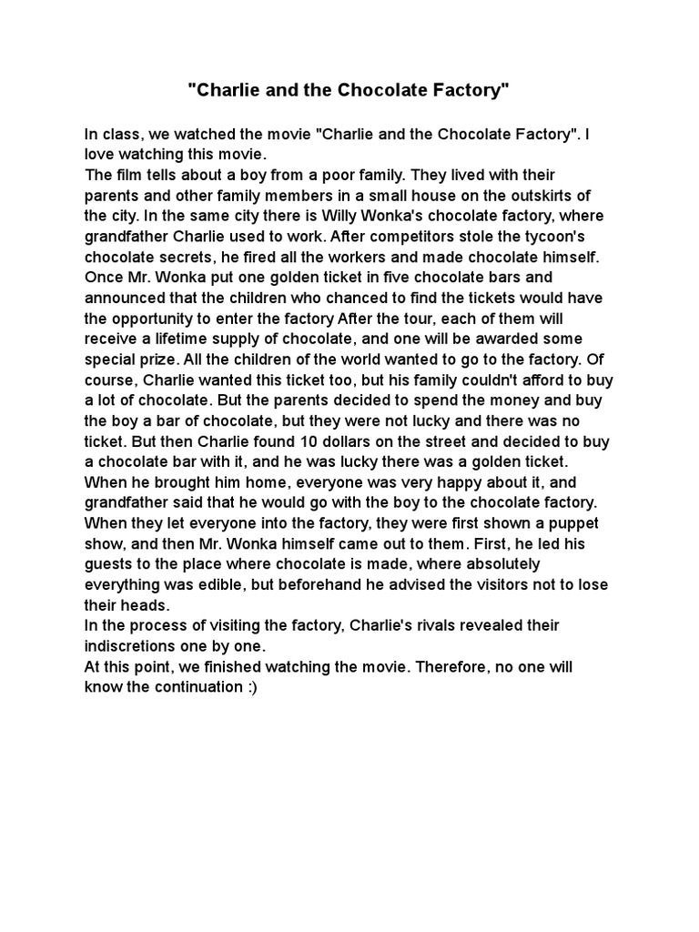 Charlie and The Chocolate Factory | PDF