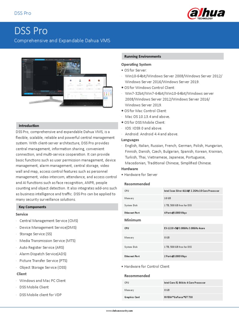 DSS Pro V7.02.005 Datasheet | Download Free PDF | Operating System | Microsoft Windows