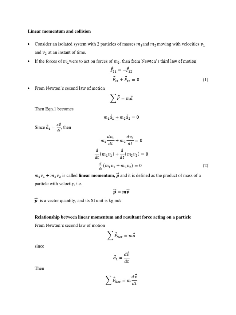 Linear Momentum | PDF | Collision | Momentum Linear Momentum | PDF | Collision | Momentum
