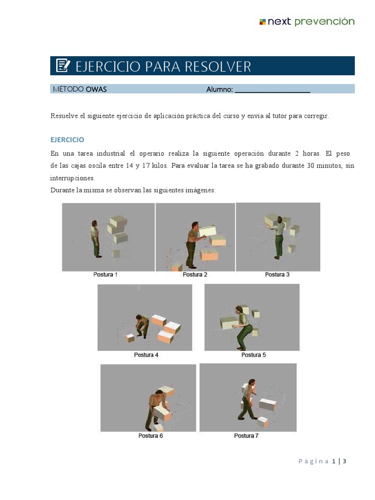 Ejercicio para Resolver OWAS | PDF