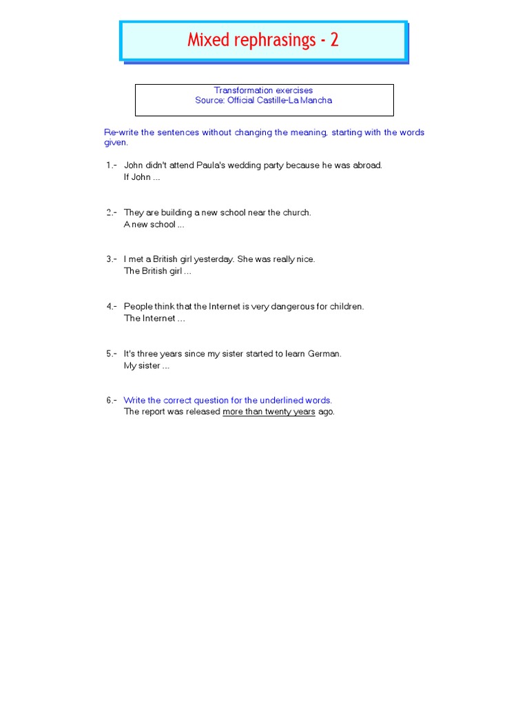 Mixed Rephrasing 2 | PDF