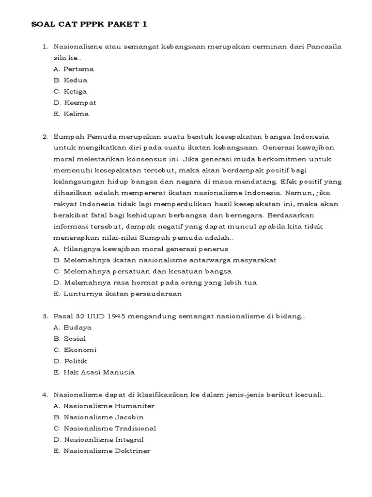 Soal Cat PPPK Paket 1 | PDF