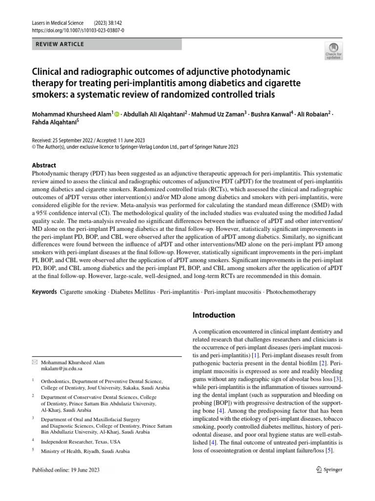 Clinical and Radiographic Outcomes of Adjunctive Photodynamic Therapy ...