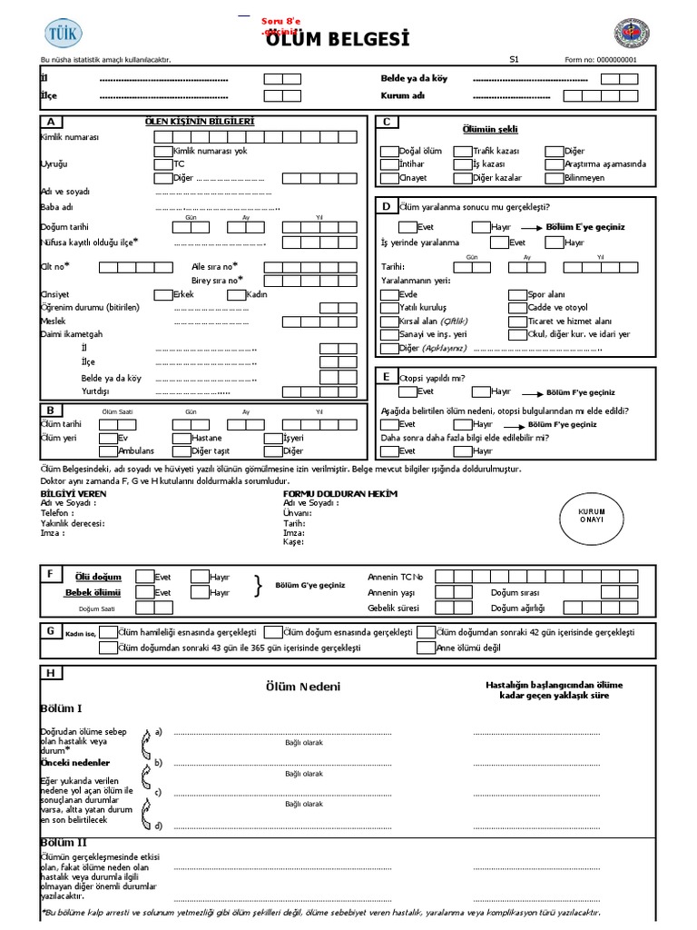 Yeni Ölüm Belgesi Formu | PDF
