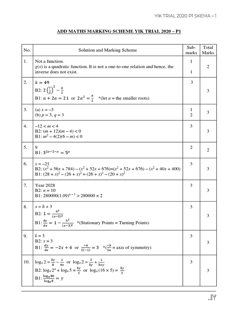 AM YIK Kertas 1 Jawaban | PDF | Mathematical Concepts | Algebra