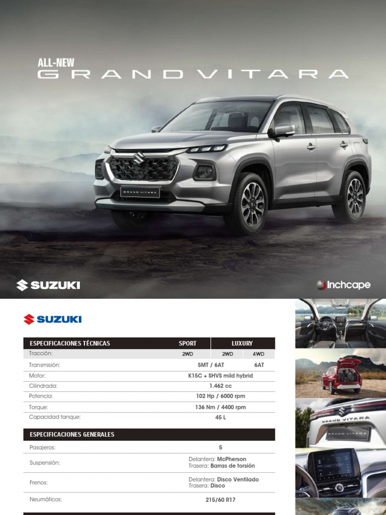 Ficha Tecnica Nuevo Grand Vitara Compressed | PDF | Tecnología de vehículos | Vehículos con ...
