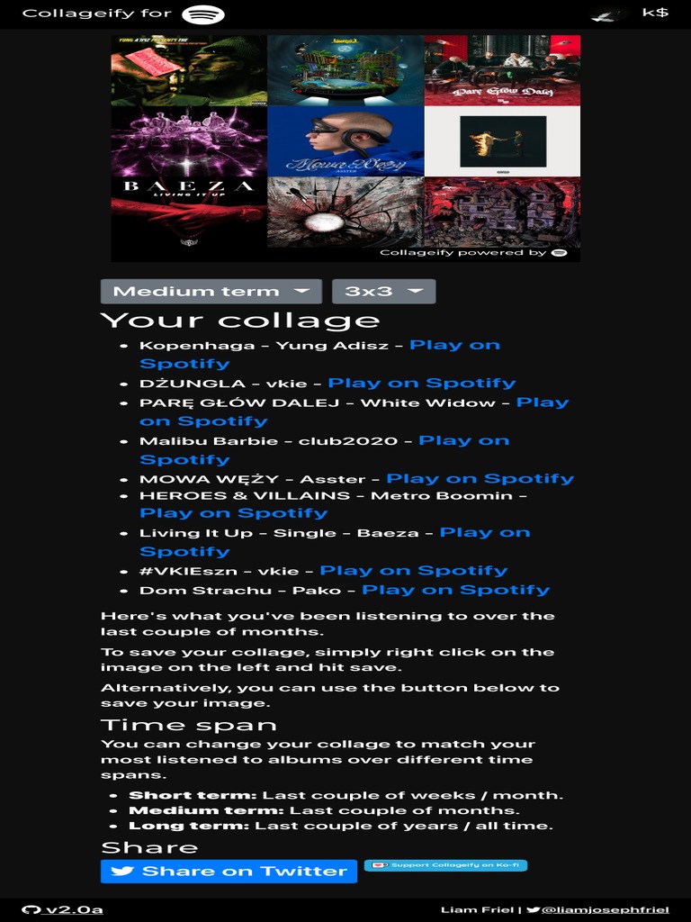 Collageify - Spotify Album Collage Generator | PDF