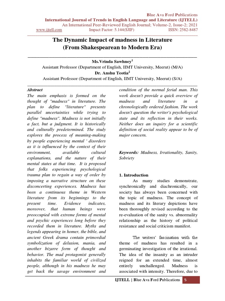 2.Ms - Vrinda Sawhney & Dr. Anshu Teotia | PDF | Mental Disorder | Hamlet